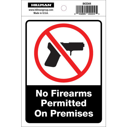 Hillman No Firearms Permitted Sign - Steubenville, OH - M&M True Value ...